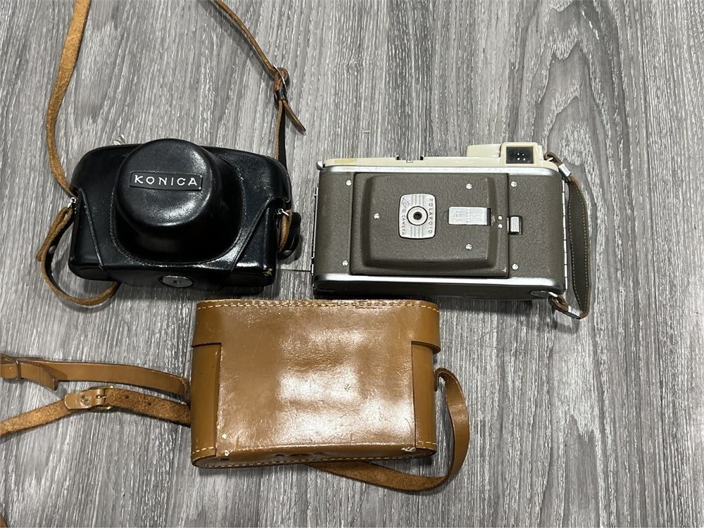Urban Auctions - 3 VINTAGE CAMERAS INCL: POLAROID, KONICA S2 + BELLOWS ...