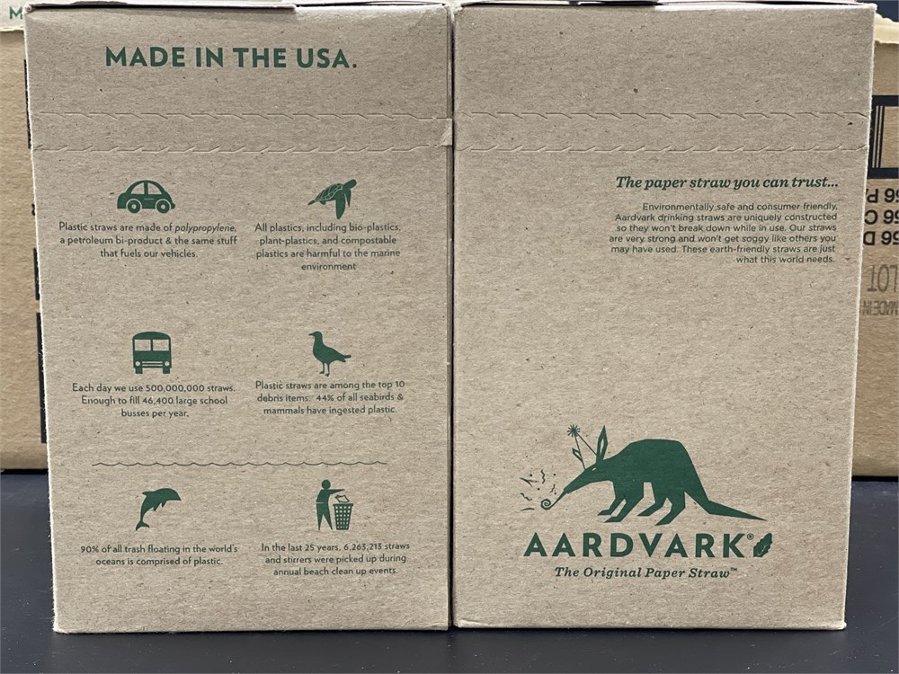 Urban Auctions - 6 NEW BOXES OF AARDYARK PAPER DRINKING STRAWS