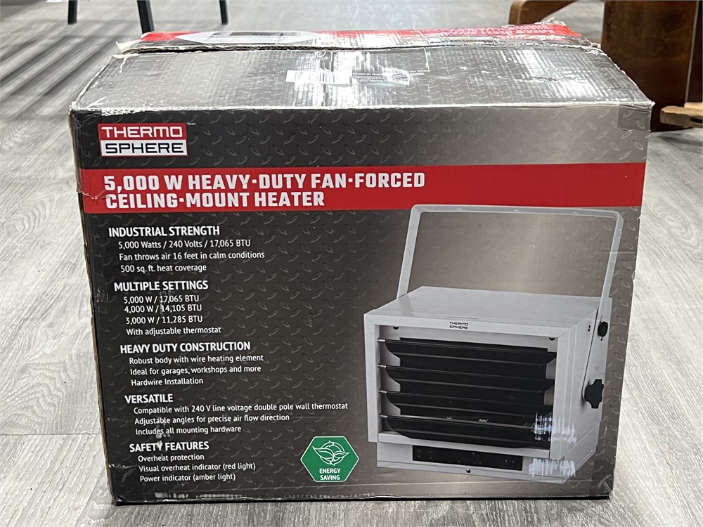 Urban Auctions - NEW THERMO SPHERE 5000W CEILING MOUNT HEATER / FAN ...