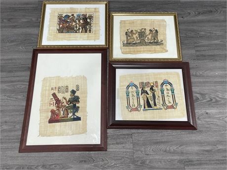 Urban Auctions - 4 FRAMED MODERN DAY PAPYRUS PAINTINGS DEPICTING ...