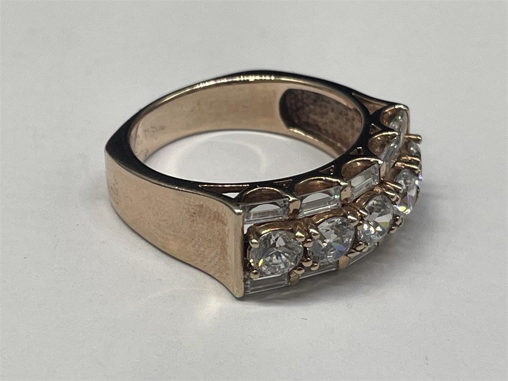 Urban Auctions - 925 NH SIGNED GOLD WASH STERLING RING W / CRYSTALS ...