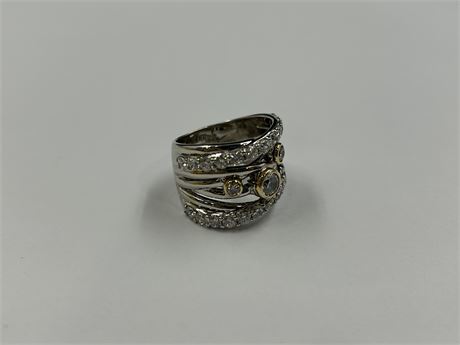 Urban Auctions - STERLING RING WITH 14K GOLD TRIM SIGNED NH 14K/925