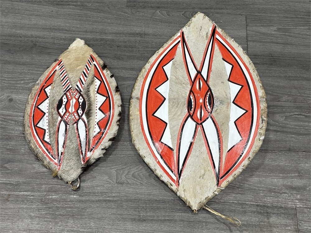 Urban Auctions - (2) VINTAGE HAND WOVEN ZULA ANIMAL FUR / SKIN WAR ...