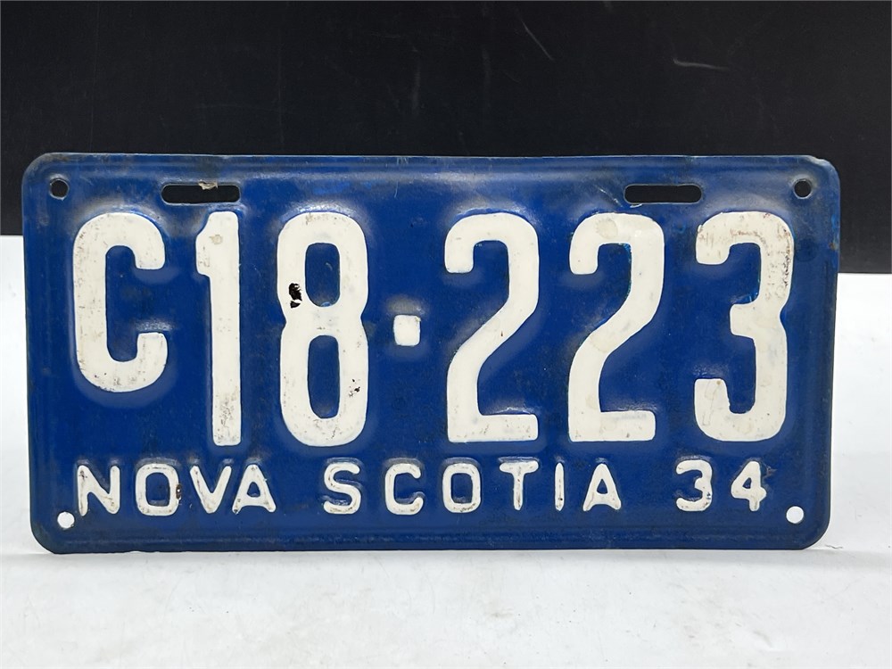 Urban Auctions - 1934 NOVA SCOTIA LICENSE PLATE