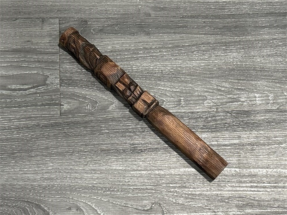Urban Auctions - WEST COAST FIRST NATIONS CARVED TALKING STICK SIGNED ...