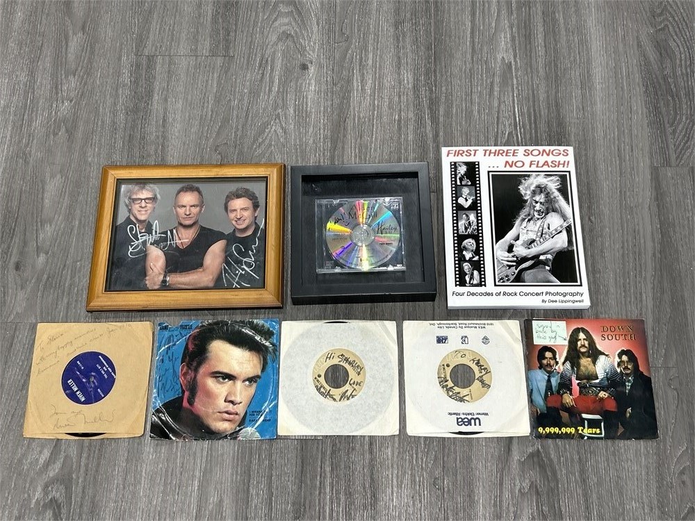 Urban Auctions - 8PCS AUTOGRAPHED MUSIC MEMORABILIA - 45RPM RECORDS, PHOTO, CD & ECT
