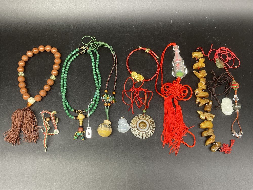 Urban Auctions - LOT OF ASST CHINESE PRAYER BEADS & PENDANTS