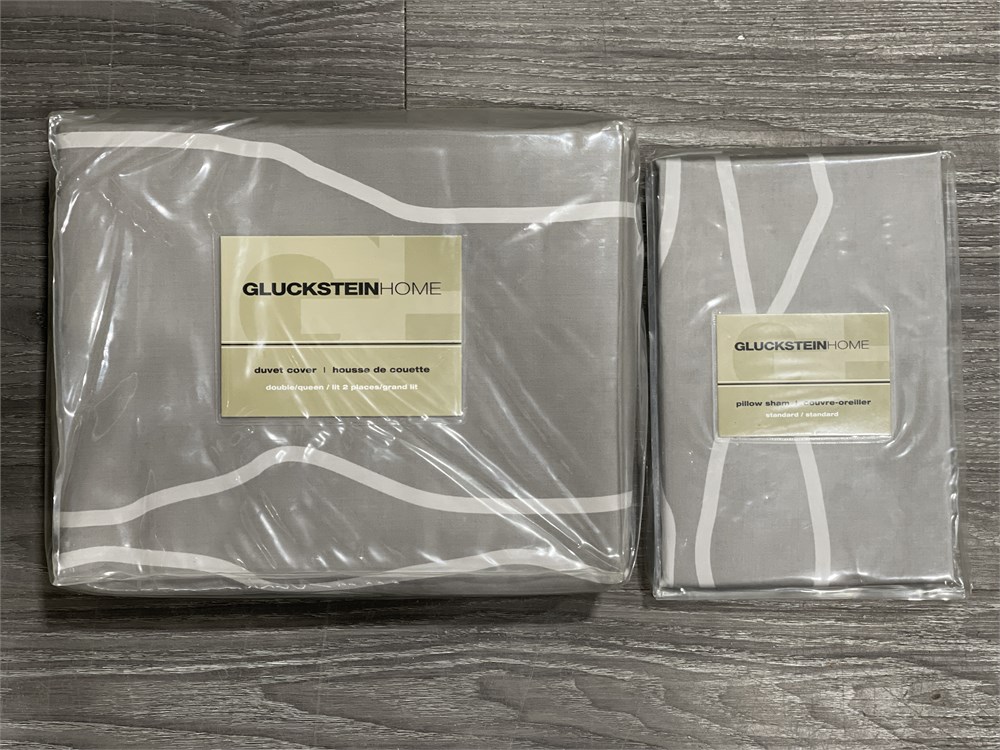 Urban Auctions - GLUCKSTEIN HOME DOUBLE/QUEEN DUVET COVER + PILLOW SHAM ...