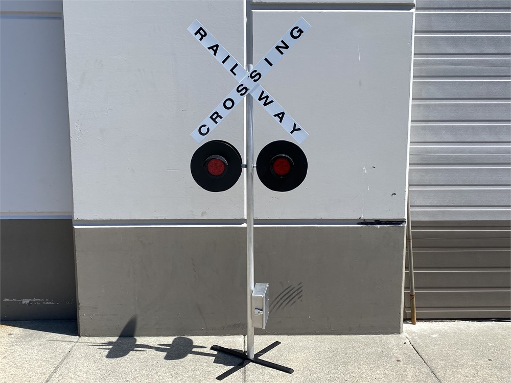 Urban Auctions - METAL RAILROAD CROSSING SIGN DOUBLE SIDED FACTORY MADE ...