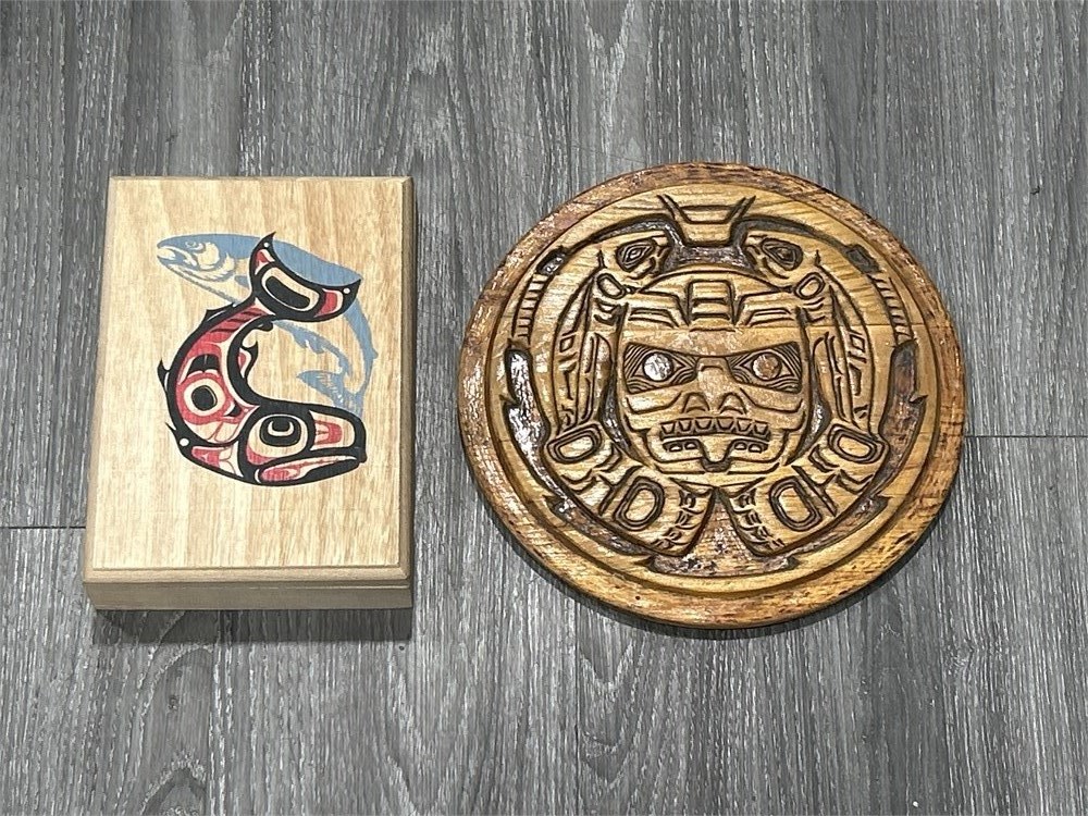 Urban Auctions - INDIGENOUS WOOD PLAQUE (10”) & BOX