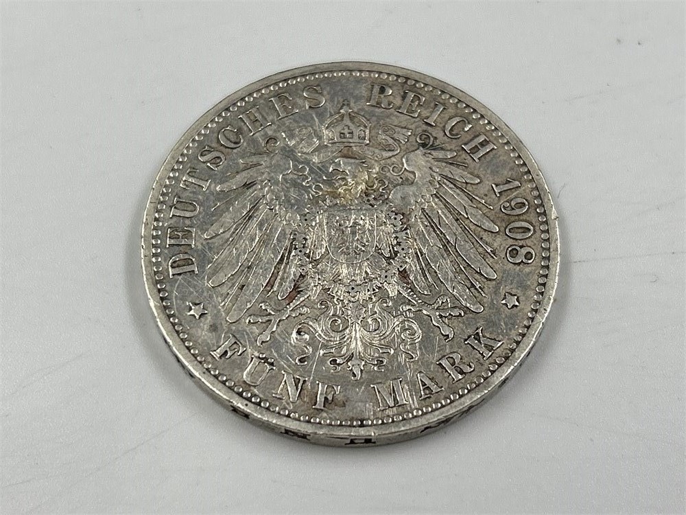 Urban Auctions - 1908 GERMAN FUNF MARK COIN