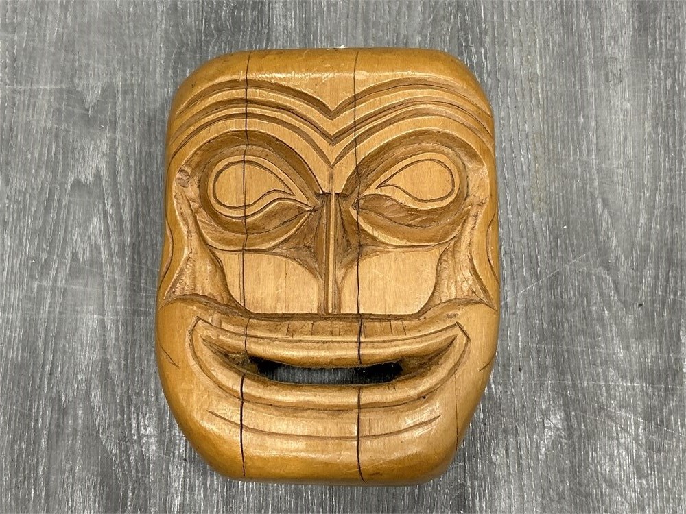 Urban Auctions - VINTAGE HAND CARVED TLINGIT INDIAN MASK BY E.G. BARTON