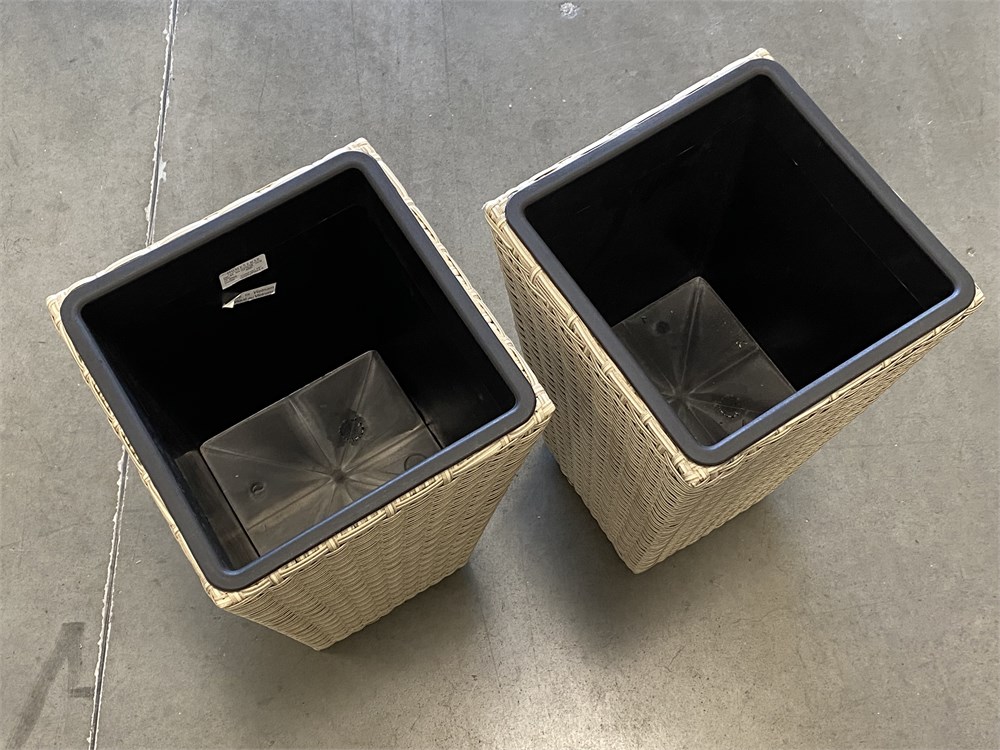 Urban Auctions - PAIR OF DECORATIVE OUTDOOR PLANTERS - 19.5” TALL