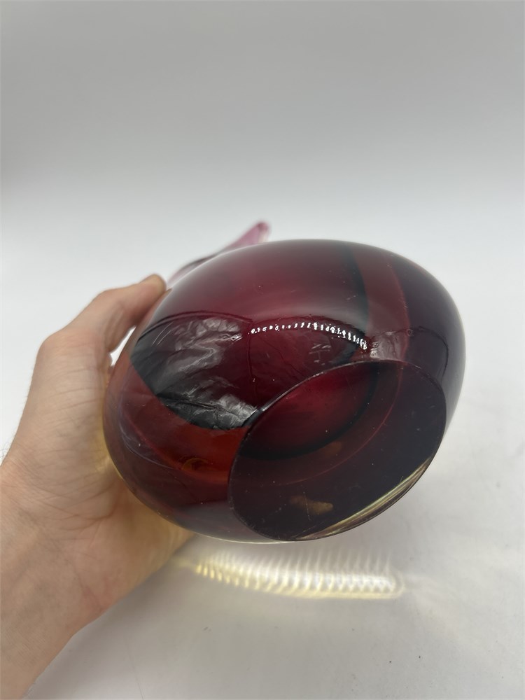 Urban Auctions - HEAVY VINTAGE ART GLASS VASE - 11” TALL