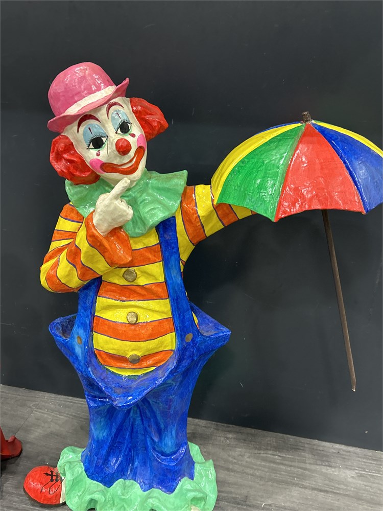 Urban Auctions - 2 DECORATIVE CLOWN FIGURES / STATUES - TALLEST IS 31”