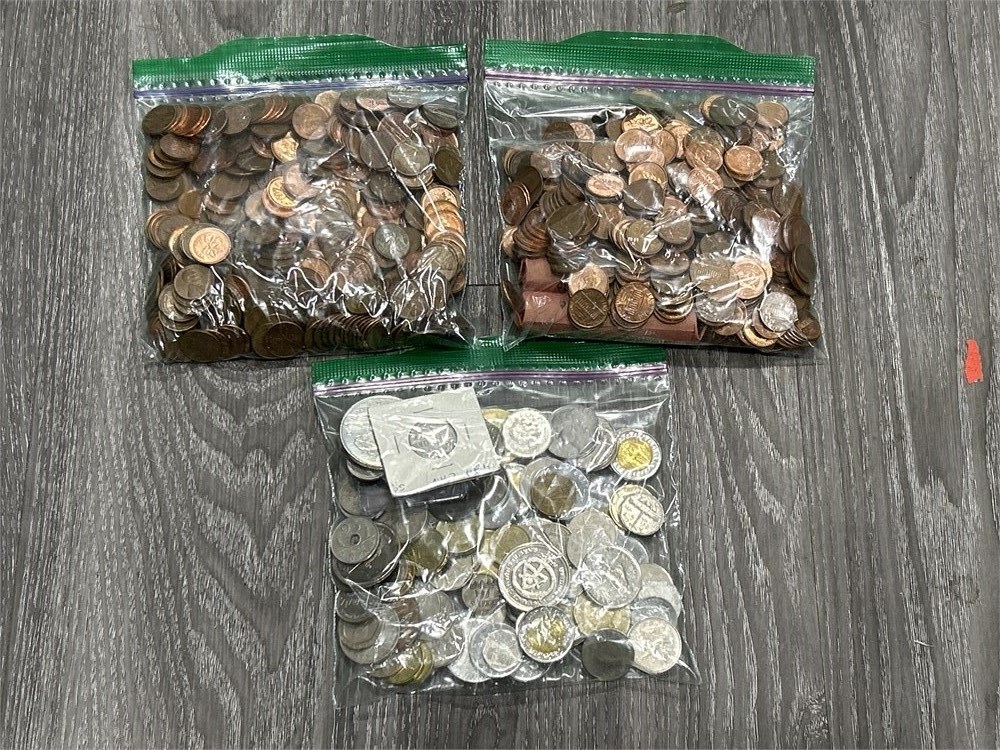 Urban Auctions - 2 BAGS OF PENNIES & BAG IS MISC COINS