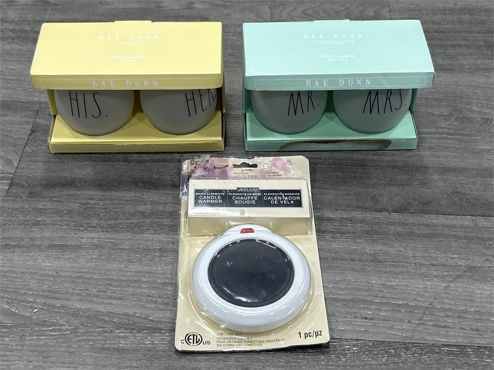 Urban Auctions - 4 NEW RAE DUNN MUGS & CANDLE WARMER