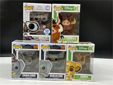 Urban Auctions - 5 DISNEY FUNKO POPS INCL: DUMBO COMPLETE SET OF 2