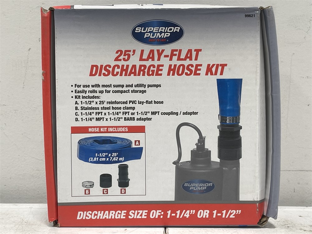 Urban Auctions - (NEW) SUPERIOR PUMP 25FT LAY-FLAT DISCHARGE HOSE KIT