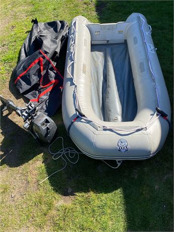 Urban Auctions - TITAN 10.8FT INFLATABLE FISHING/PONTOON BOAT W/ 2 ...