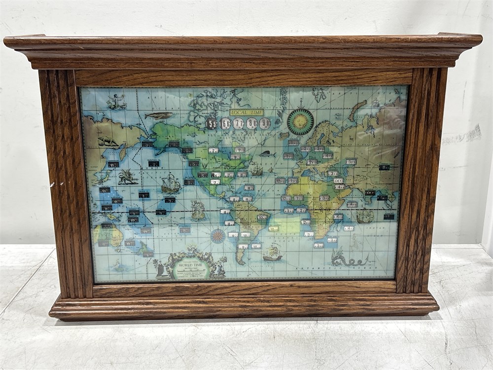 Urban Auctions - VINTAGE HOWARD MILLER LIGHT UP WORLD TIME CLOCK - GOOD ...