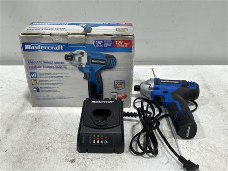 Urban Auctions - MASTERCRAFT CORDLESS IMPACT DRIVER W/BATTERY CHARGER ...