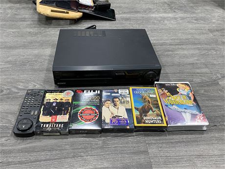 Urban Auctions - SONY VIDEO CASSETTE RECORDER W/ REMOTE & 5 SEALED VHS ...
