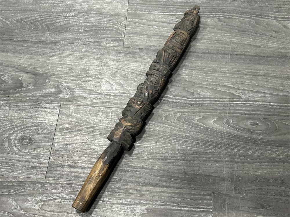 Urban Auctions - WEST COAST FIRST NATIONS CARVED TALKING STICK - FRANK ...