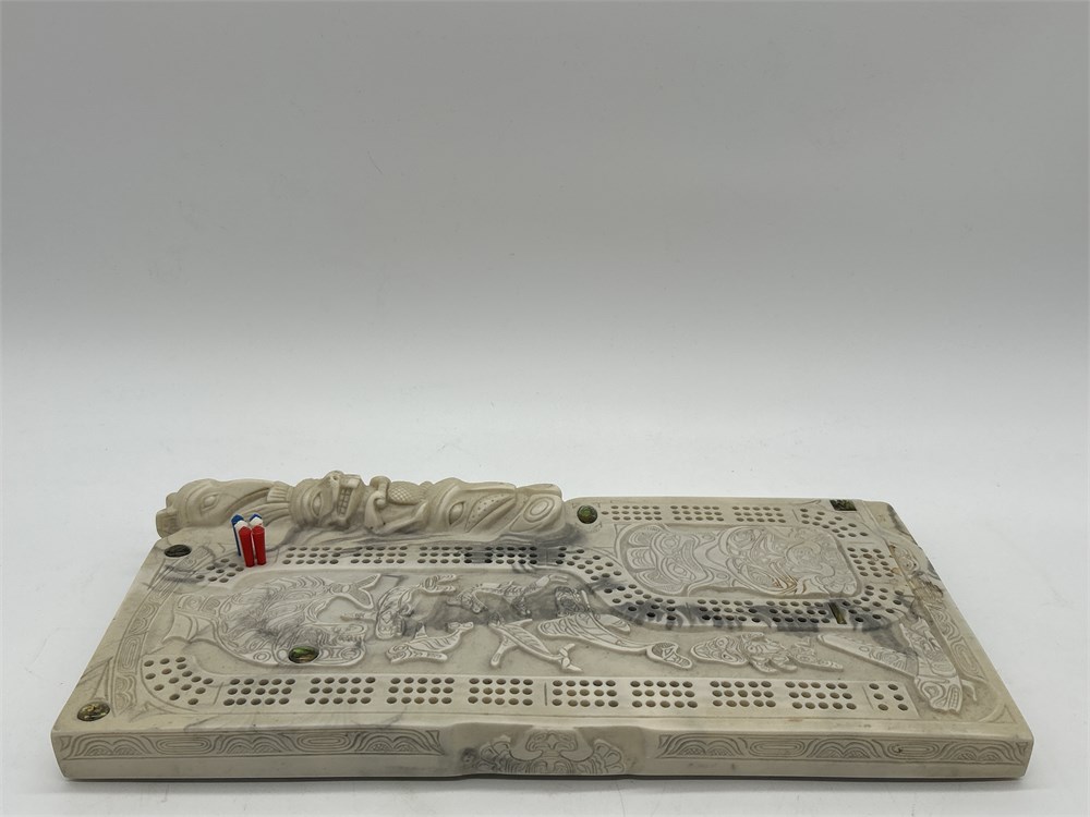 Urban Auctions - FIRST NATIONS INLAID CRIB BOARD - 13”x7”