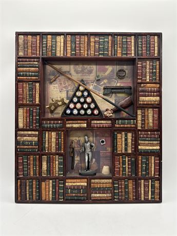 Urban Auctions - VINTAGE STYLE BILLIARDS / LIBRARY THEMED DISPLAY - 22”x19”