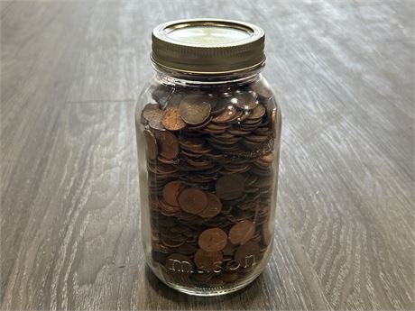 Urban Auctions - 8 POUND JAR FULL OF PENNIES