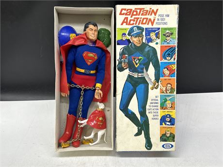 Urban Auctions - RARE VINTAGE CAPTAIN ACTION SUPERMAN FIGURE IN BOX W/DOG