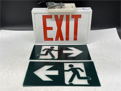 Urban Auctions - EXIT LIGHT UP SIGN WITH EXTRA GREEN LEFT AND RIGHT SIGNS
