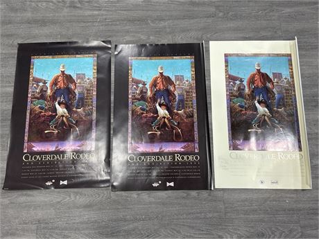 Urban Auctions - 3 1995 VINTAGE CLOVERDALE RODEO POSTERS - ONE SIGNED