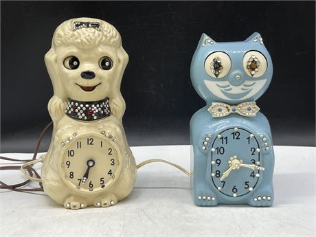 Urban Auctions - POODLE CLOCK & KIT CAT CLOCK (5”x9.5”)